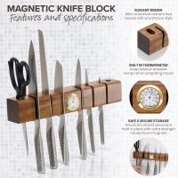 China Multifunctional Wood Magnetic Knife Holder with Thermometer and Hygrometer 325x55x50mm for sale