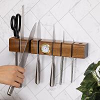 China Multifunctional Wood Magnetic Knife Holder with Thermometer and Hygrometer 325x55x50mm for sale