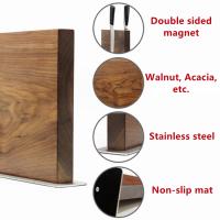 China 260x240x32 mm Double Sided Magnetic Knives Holder with Permanent Bamboo Acacia Walnut for sale