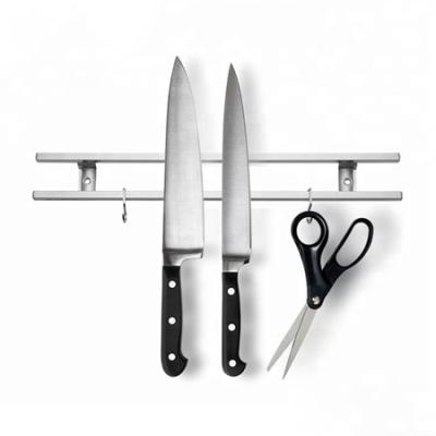 China Sturdy and Durable 18 Inch Square Tubes Stainless Steel Magnetic Knife Holder with Hook for sale