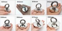 China Grade NdFeb Dia 75mm 230KG Pull Force Super Strong Neodymium Fishing Magnet with Eyeblot for sale