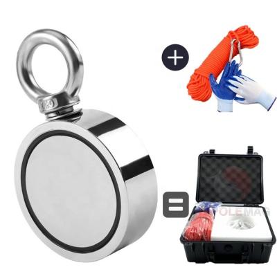 China NiCuNi Coated D75mm 880lbs Double Sided Fishing Magnet Bundle for River Lake Hunting for sale