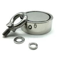 China NiCuNi Coated D75mm 880lbs Double Sided Fishing Magnet Bundle for River Lake Hunting for sale