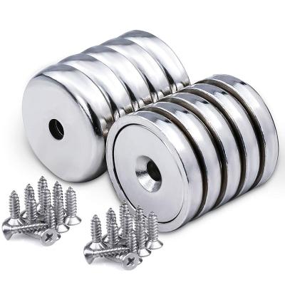 China Production Lead Time About 25-30 days D32x8mm Neodymium Magnetic Cup with Countersunk Hole for sale