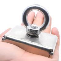 China Customized Rectangular Square Pot Magnet with M10 Eyebolt Screw and 330lbs Pull Force for sale