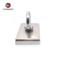 China Customized Rectangular Square Pot Magnet with M10 Eyebolt Screw and 330lbs Pull Force for sale