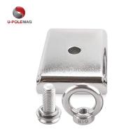 China Customized Rectangular Square Pot Magnet with M10 Eyebolt Screw and 330lbs Pull Force for sale