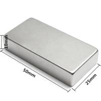 China Max Working Temperature 60°C NdFeB Magnet N52 Super Strong Block 50x25x10mm Neodymium for sale