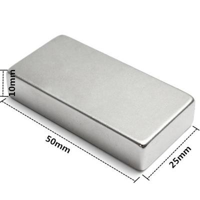 China Max Working Temperature 60°C NdFeB Magnet N52 Super Strong Block 50x25x10mm Neodymium for sale