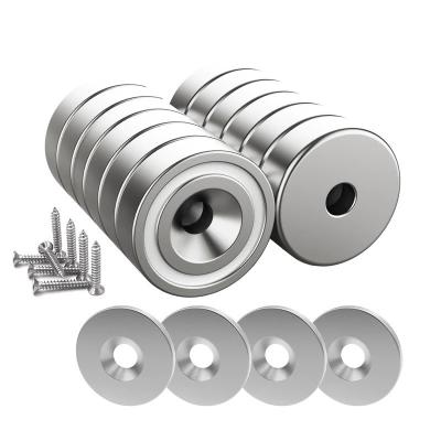 China 5.5mm Screw Size Industrial Magnet Customized NeFeB Pot Magnet With Countersunk Hole Ring for sale