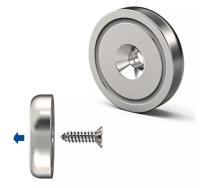 China 5.5mm Screw Size Industrial Magnet Customized NeFeB Pot Magnet With Countersunk Hole Ring for sale