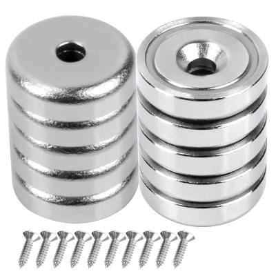 China D20 MM 20lbs NdFeB Pot Magnet with Countersunk Hole Total height H 7.2 mm Hole d1 4.5 mm for sale