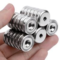 China D20 MM 20lbs NdFeB Pot Magnet with Countersunk Hole Total height H 7.2 mm Hole d1 4.5 mm for sale