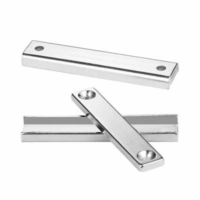 China Permanent Neodymium Channel Fastening Magnet with Countersunk Holes and Plastic Spacer for sale