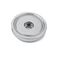 China D42mm Pot Magnet with Round Cup Neodymium Magnetic Base and Strong Displacement Force for sale