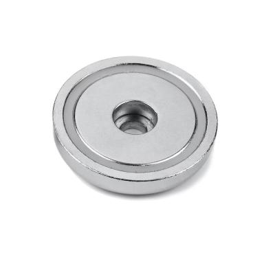 China D42mm Pot Magnet with Round Cup Neodymium Magnetic Base and Strong Displacement Force for sale