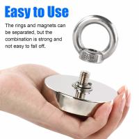 China 120KG Pull Recovery Neodymium Fishing Magnet with Precise Tolerance /-1% and Rope Eyebolt for sale