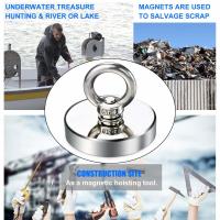 China 120KG Pull Recovery Neodymium Fishing Magnet with Precise Tolerance /-1% and Rope Eyebolt for sale