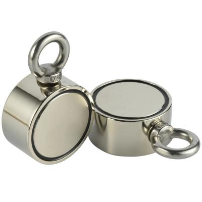 China Density Neodymium Fishing Magnet with M8 Eyebolt and 80KG Pulling Force 48mm Diameter for sale
