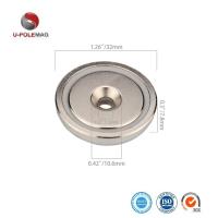 China 75kg Force Neodymium NdFeB Shallow Pot Magnet with Countersunk Mounting Hole D48x10.8mm for sale