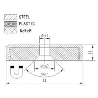 China 75kg Force Neodymium NdFeB Shallow Pot Magnet with Countersunk Mounting Hole D48x10.8mm for sale