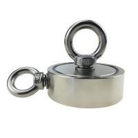 China D75mm 200 kg Pull Force Double Sided Round Strong Magnetic Fishing Kit Salvage Magnet with Hook for sale