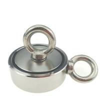 China D75mm 200 kg Pull Force Double Sided Round Strong Magnetic Fishing Kit Salvage Magnet with Hook for sale
