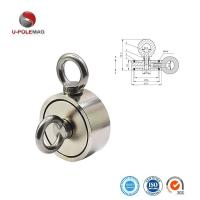China D75mm 200 kg Pull Force Double Sided Round Strong Magnetic Fishing Kit Salvage Magnet with Hook for sale
