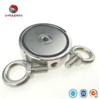 China D75mm 200 kg Pull Force Double Sided Round Strong Magnetic Fishing Kit Salvage Magnet with Hook for sale