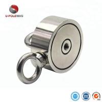 China D75mm 200 kg Pull Force Double Sided Round Strong Magnetic Fishing Kit Salvage Magnet with Hook for sale