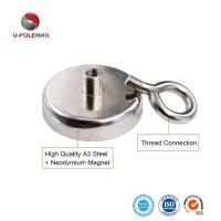 China A3 steel NdFeB magnet 148 LBS 67 KG Pulling Force D48mm Rare Earth POT Magnet with Eyebolt for sale