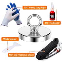 China Super Strong Neodymium Fishing Magnet Kit Set 500 LBS Pull Force Permanent Magnet for sale
