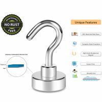 China Ndfeb Grade D16 D20 D32 Strong Permanent Pot Magnetic Hook Sliver Neodymium Magnet Hook for sale