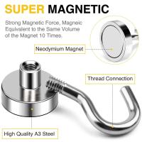 China Ndfeb Grade D16 D20 D32 Strong Permanent Pot Magnetic Hook Sliver Neodymium Magnet Hook for sale