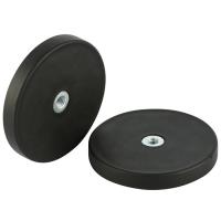 China Neodymium Round Magnet D22x6mm with M4 Flat Female Thread Gripper and Rubber Surface for sale