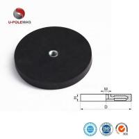 China Neodymium Round Magnet D22x6mm with M4 Flat Female Thread Gripper and Rubber Surface for sale