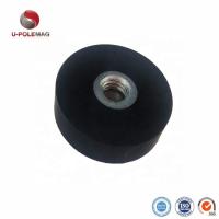 China Neodymium Round Magnet D22x6mm with M4 Flat Female Thread Gripper and Rubber Surface for sale