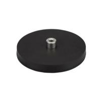 China 80 Degree Celcius Rubber Coated NdFeB Pot Magnet with Tapped Pin and Cutting Service for sale