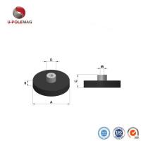 China 80 Degree Celcius Rubber Coated NdFeB Pot Magnet with Tapped Pin and Cutting Service for sale
