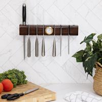 China Acacia Wood Knife Holder featuring Super Strong Magnets and Multifunctional Hygrometer for sale