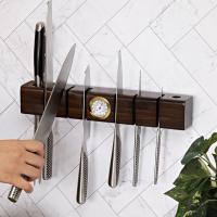 China Acacia Wood Knife Holder featuring Super Strong Magnets and Multifunctional Hygrometer for sale