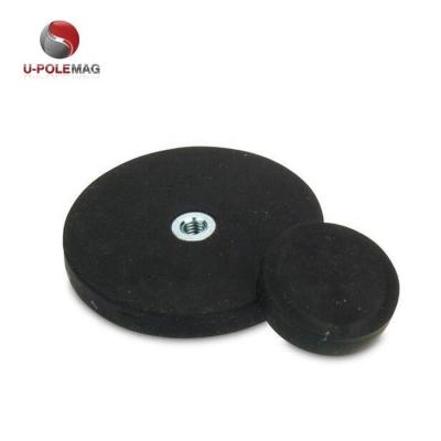 China Strong Pull M8 Thread Neodymium Rubber Coated Pot Magnet Industrial Grade Non Slip Mount for sale