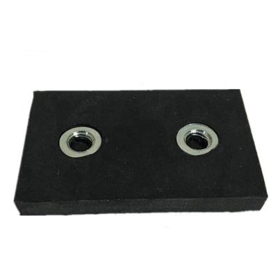 China Custom Rubber POT Coated Neodymium Rectangular Magnets with Two Holes Full Force As Request for sale