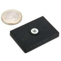 China Custom Rubber POT Coated Neodymium Rectangular Magnets with Two Holes Full Force As Request for sale