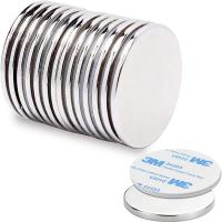 China Permanent NdFeB Material Super Strong Round Disc N52 Neodymium Magnet with 3M Adhesive for sale