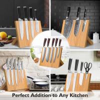 China Permanent Magnet Bamboo Knife Holder for Kitchen Counter Nature Bamboo Block Design for sale