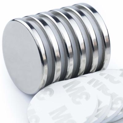 China NiCuNi Coated Custom NdFeB Magnet N35 N42 N48 N52 Neodymium Disc Magnets with 3M Adhesive for sale