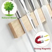 China Eco-friendly 16 inch Magnetic Knife Strip Rubber Wood Kitchen Magnet Holder for Wall for sale