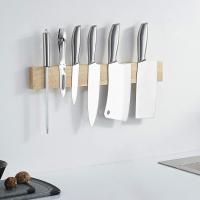 China Bamboo Wood Kitchen Knife Magnetic Holder Strong Powerful Knife Rack Storage Display Organizer for sale