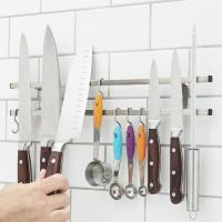 China Modern Kitchenroom Block Tube Stainless Steel Magnetic Knife Holder with Hanger Hook for sale